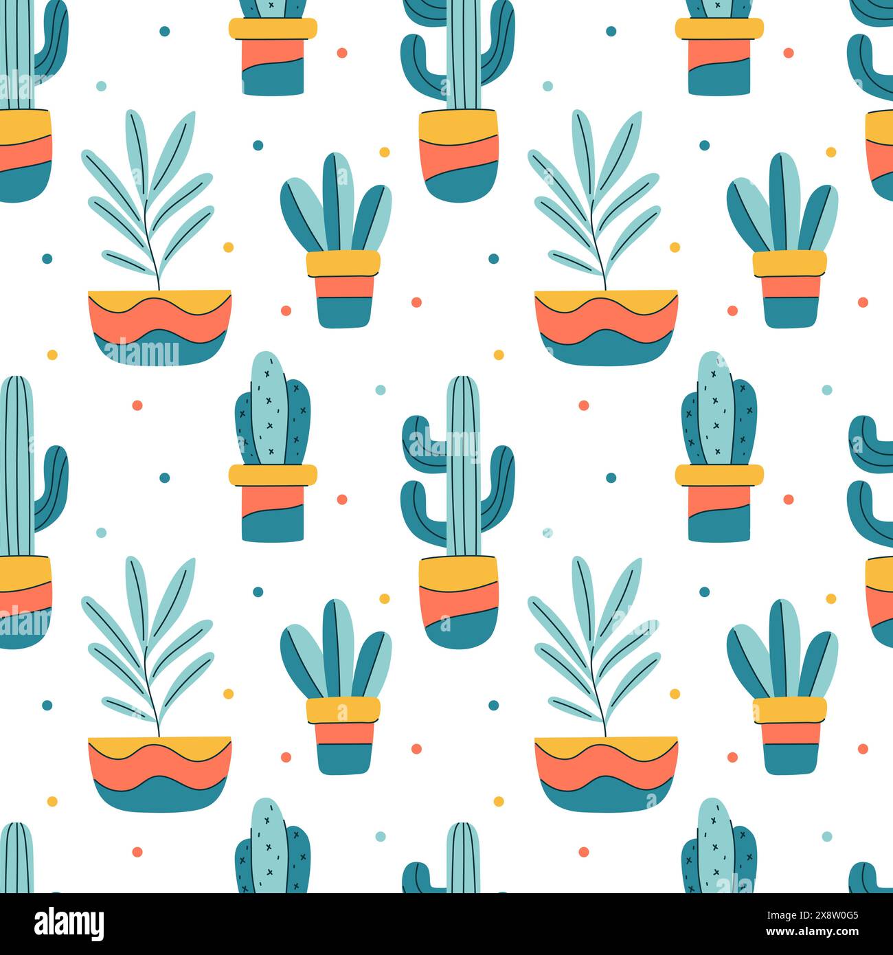 Colorful plants in pots Stock Vector Images - Alamy