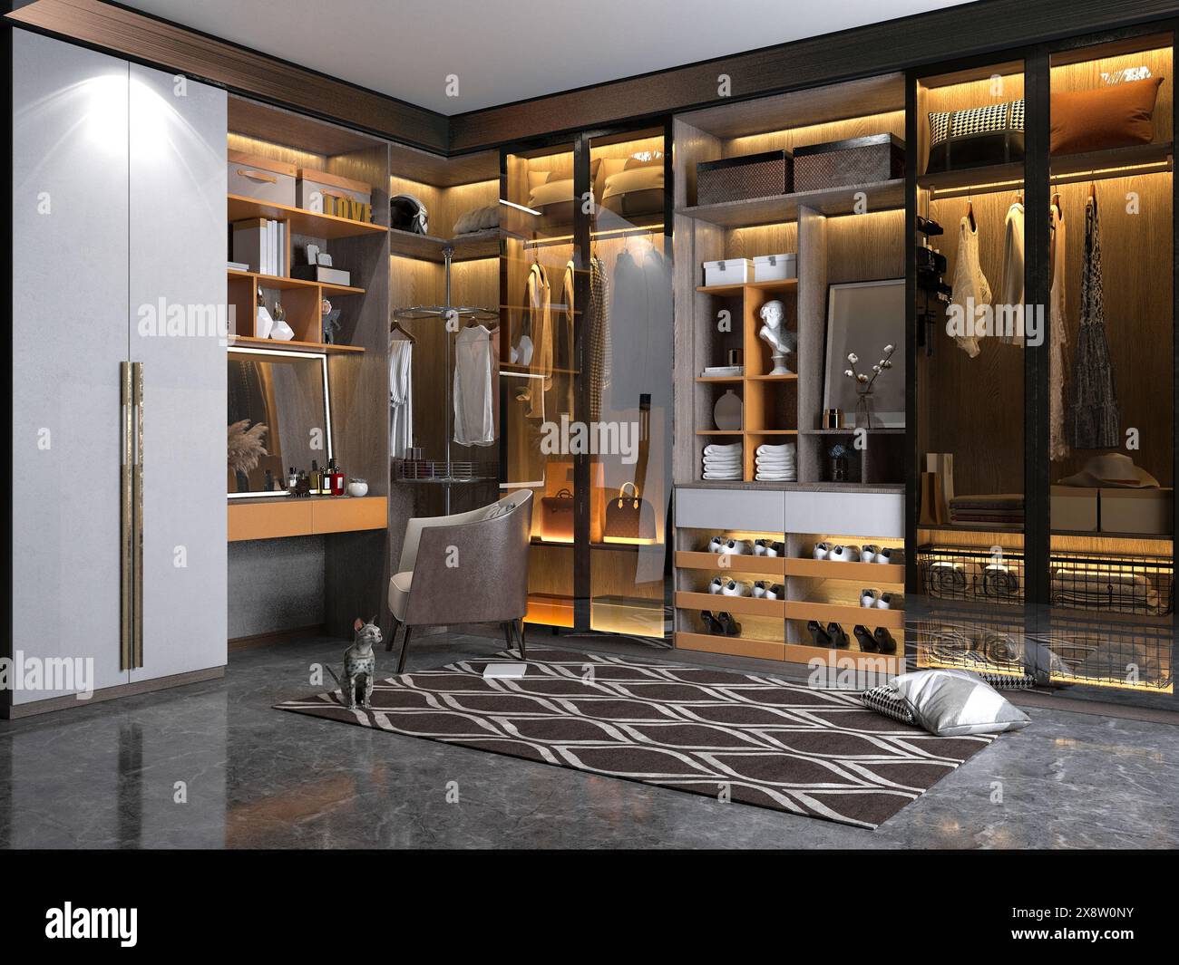 3d render of cloak room, dressing room Stock Photo - Alamy