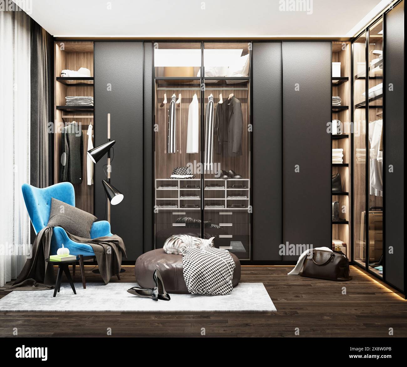 3d render of cloak room, dressing room Stock Photo - Alamy