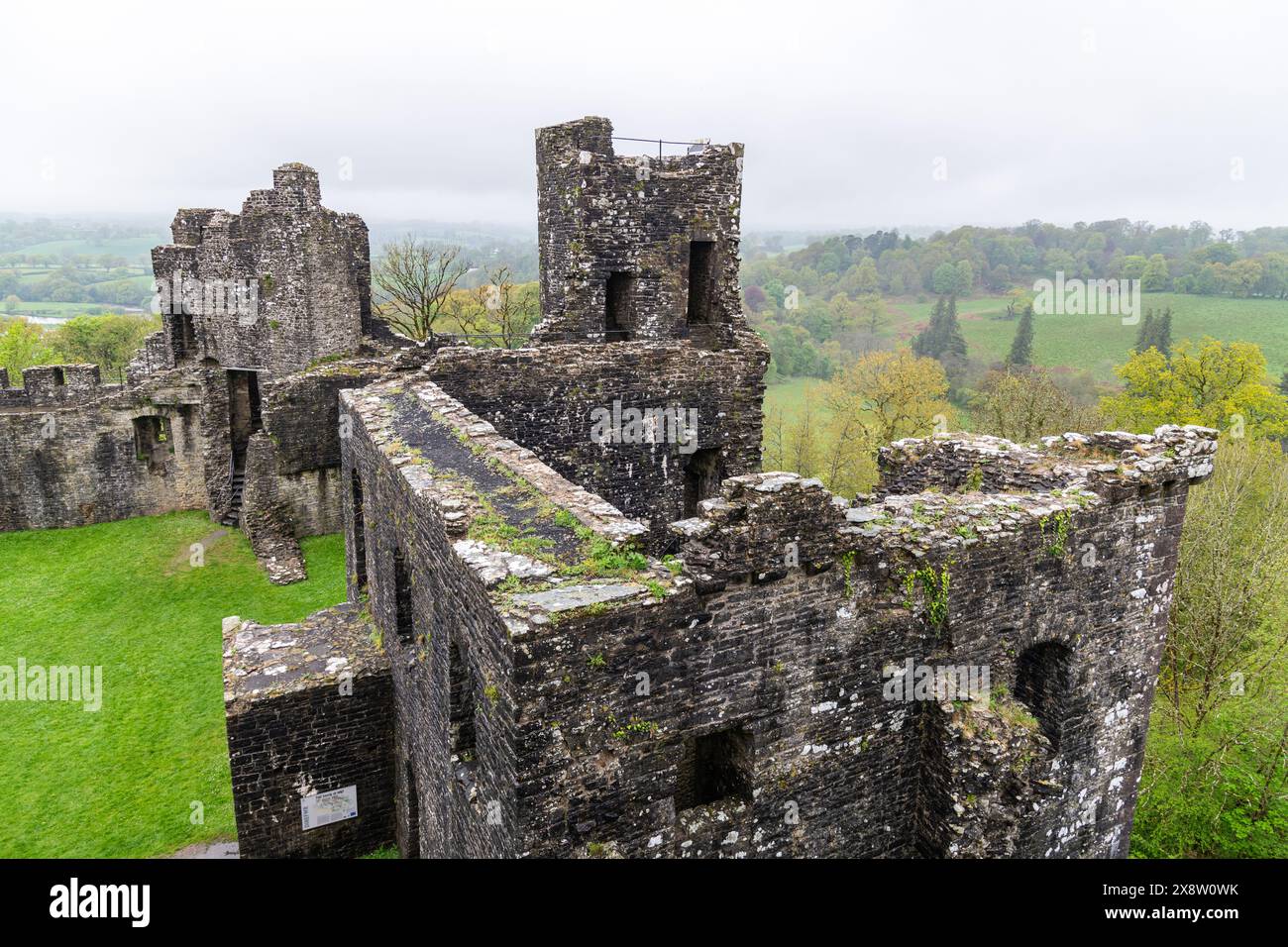 The old historic castle ruins of Castell Dinefwr in Dinefwr Park in the ...