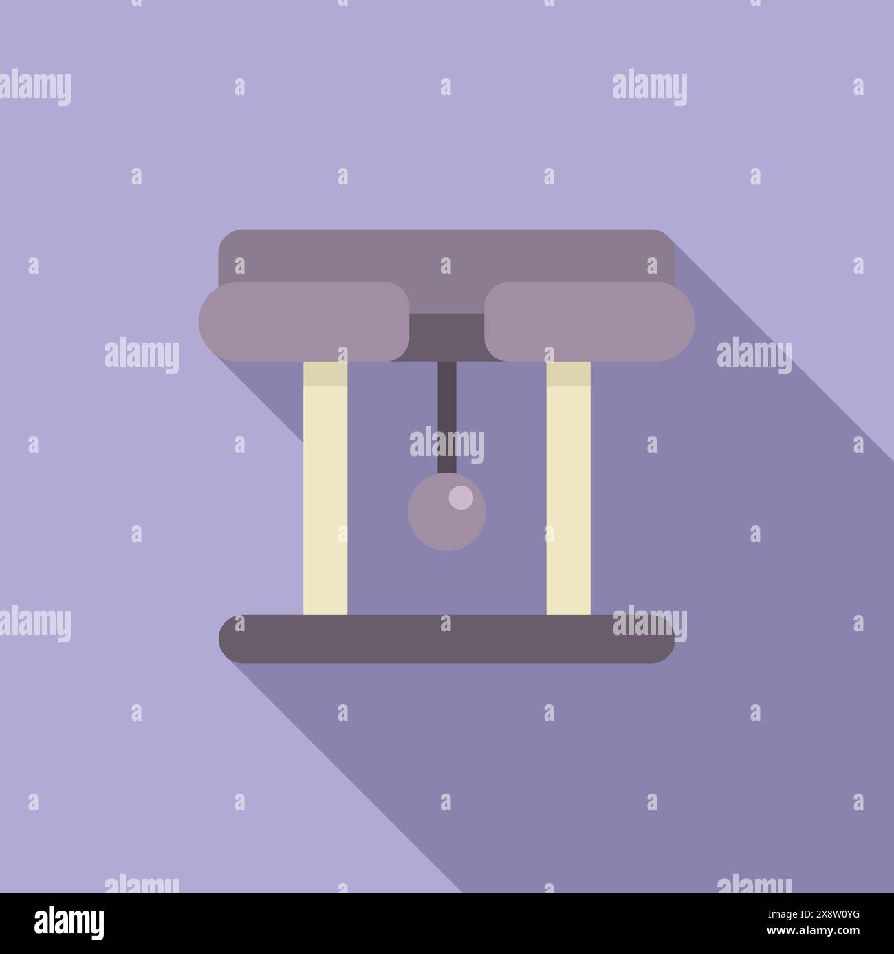 Flat design icon of a newton's cradle on a purple background ...