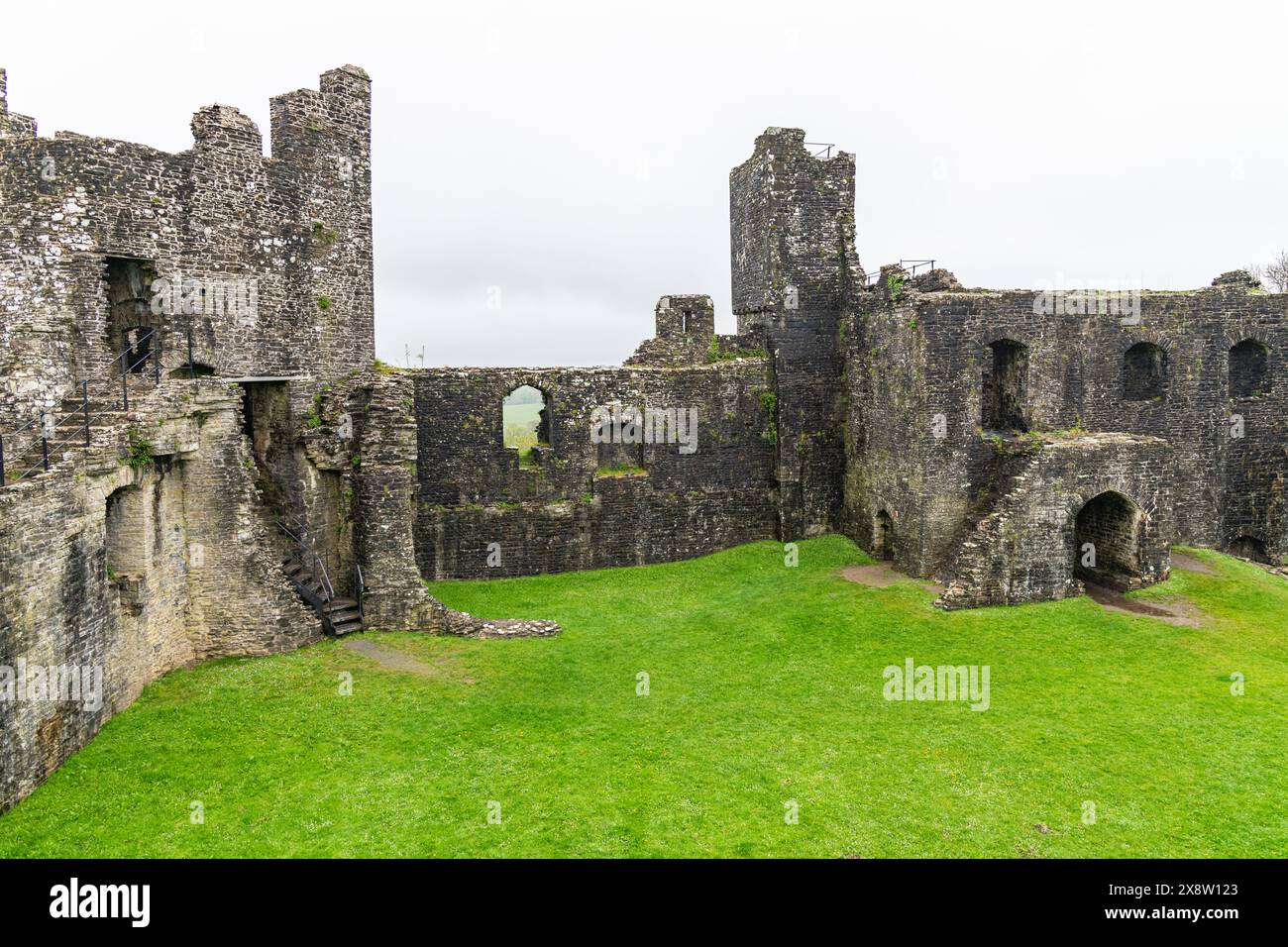The old historic castle ruins of Castell Dinefwr in Dinefwr Park in the ...