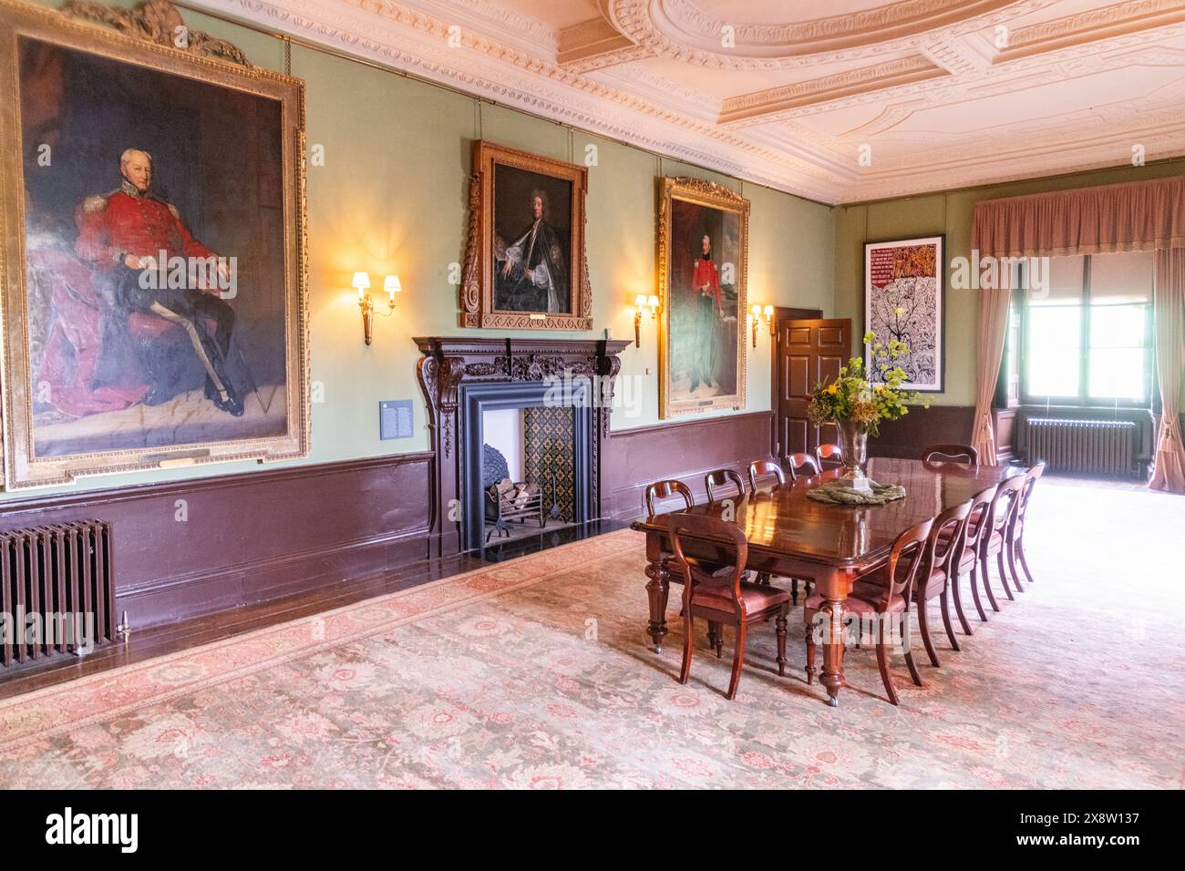 The dining room inside Newton House in Dinefwr Park in Wales, UK Stock ...