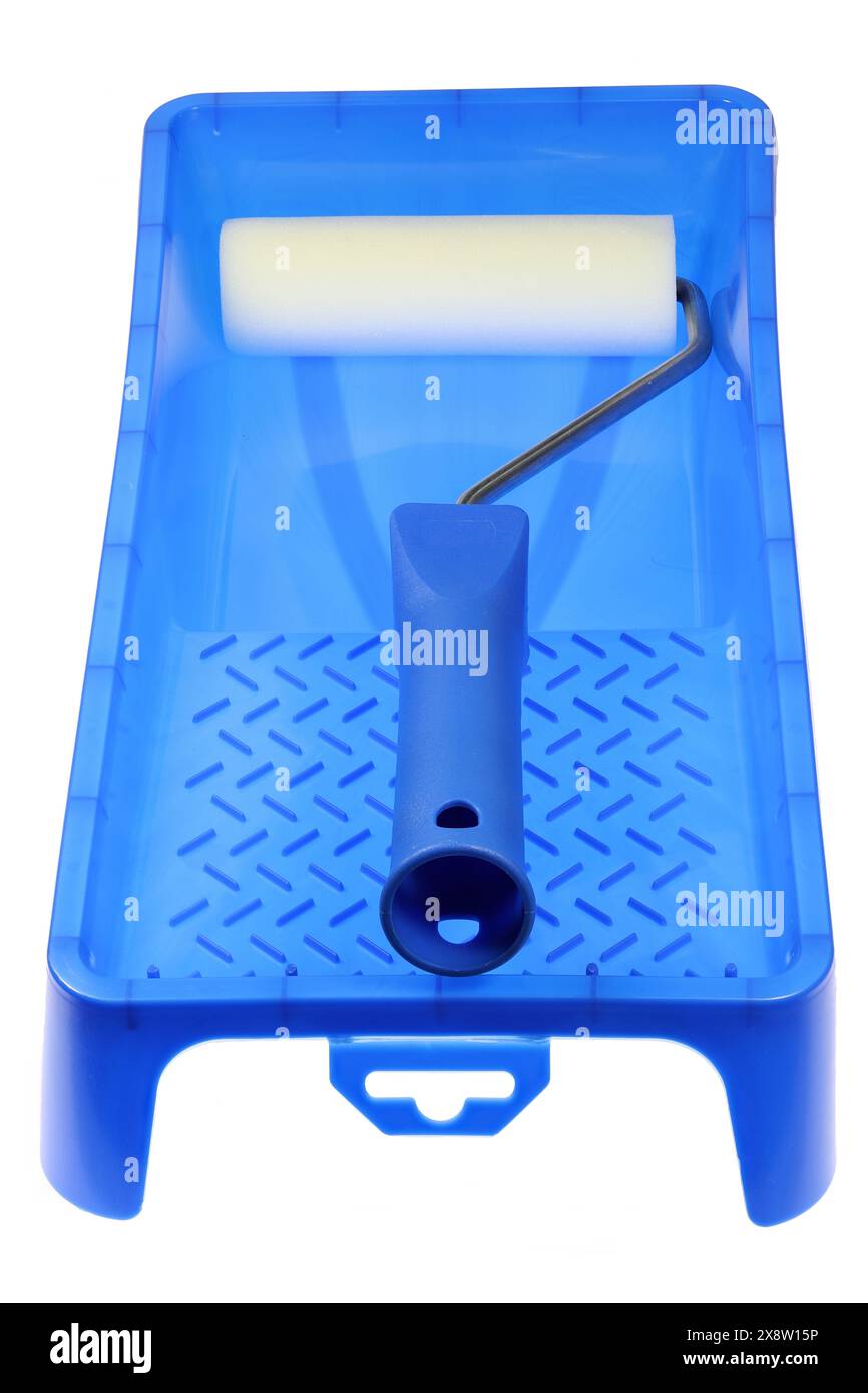 paint roller in paint tray isolated on white background Stock Photo - Alamy