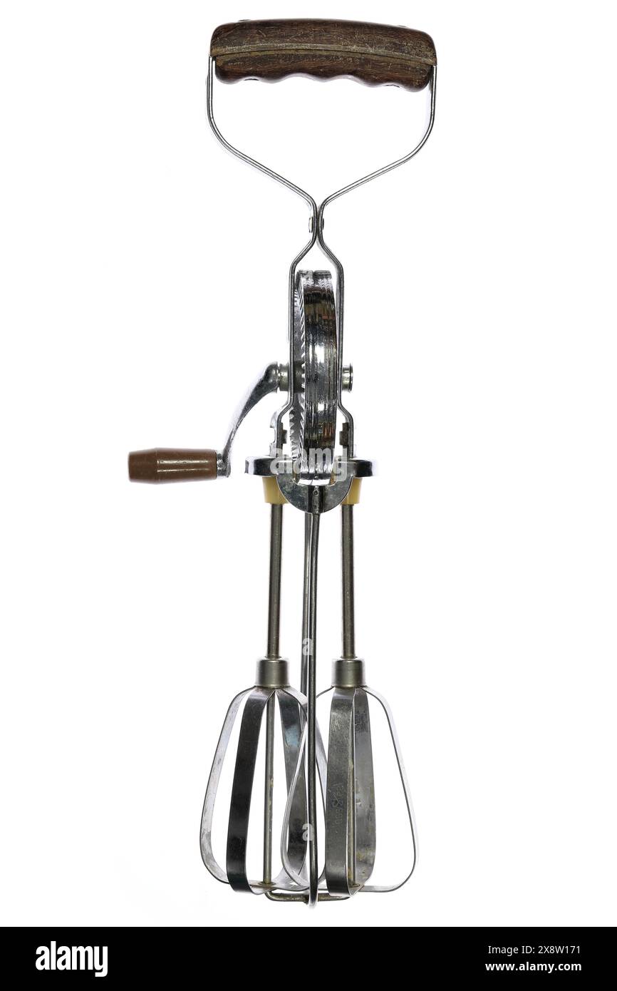 vintage rotary whisk isolated on white background Stock Photo - Alamy