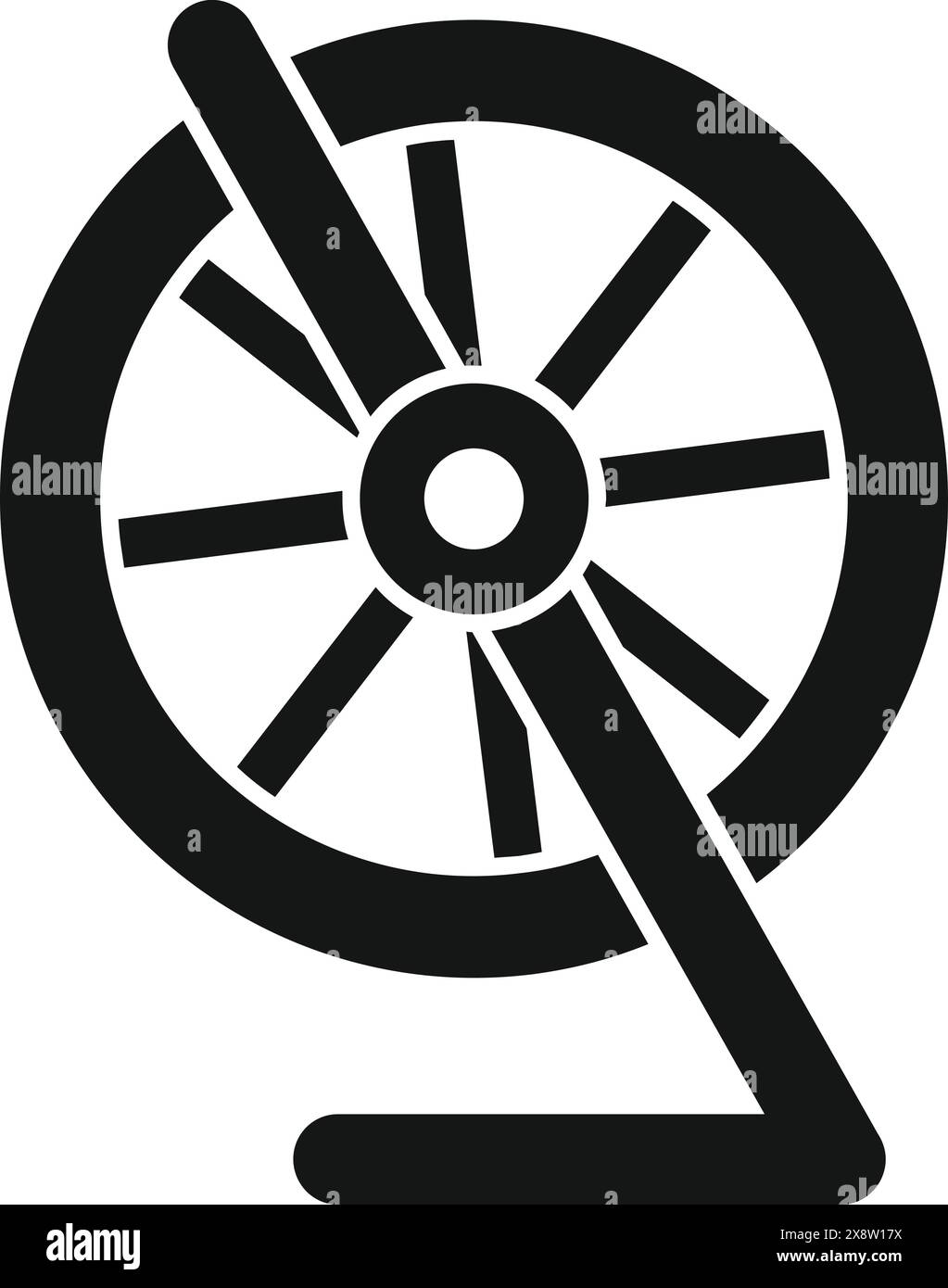 Black and white silhouette of a traditional spinning wheel, iconic for ...