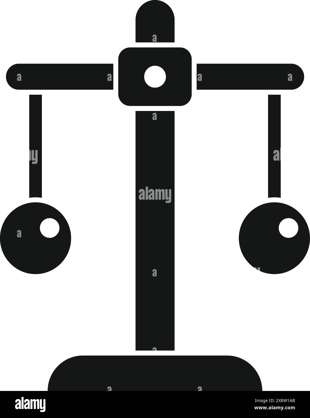 Iconic black silhouette illustration of equalarm balance scales ...