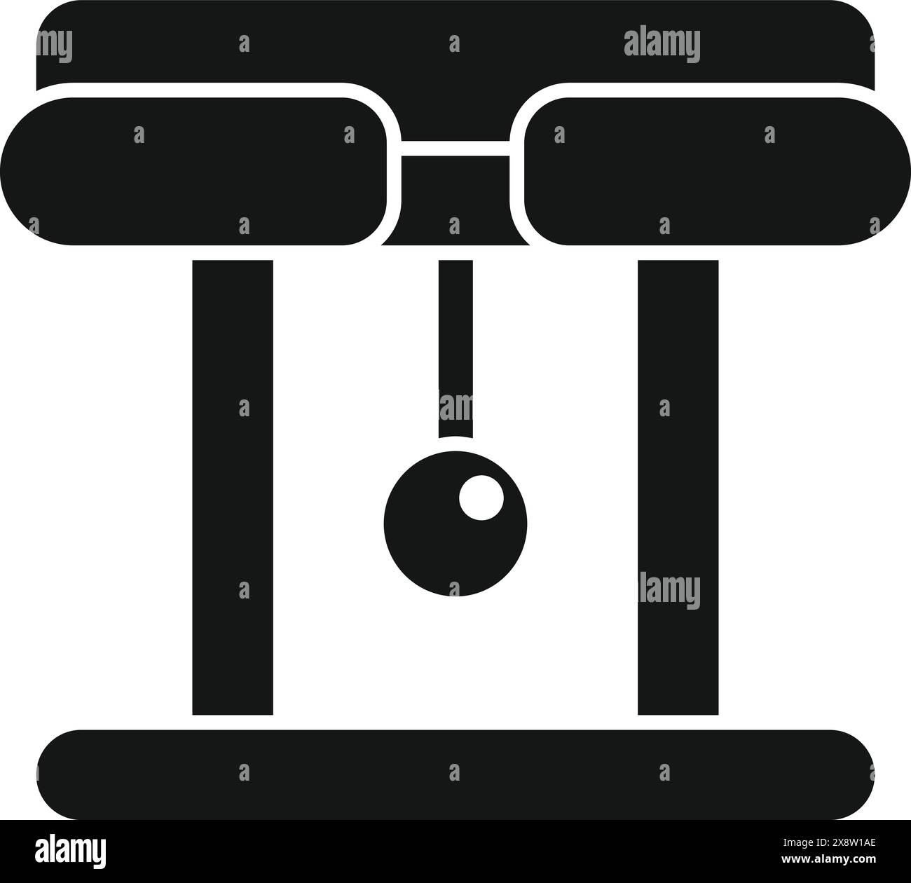 Stylized vector illustration of a bench press setup, isolated on a ...