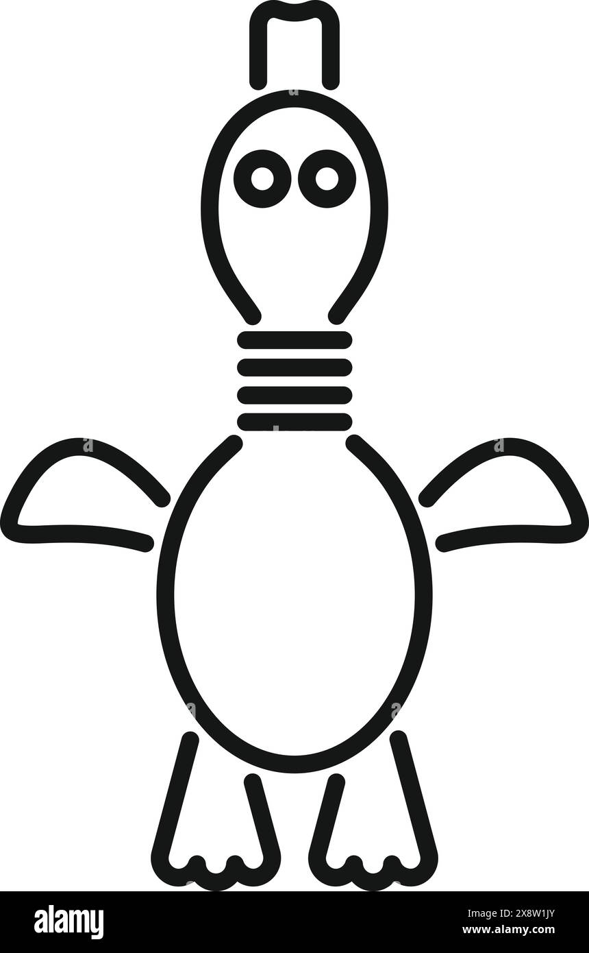 Cute cartoon robot turtle illustration in black and white vector design ...