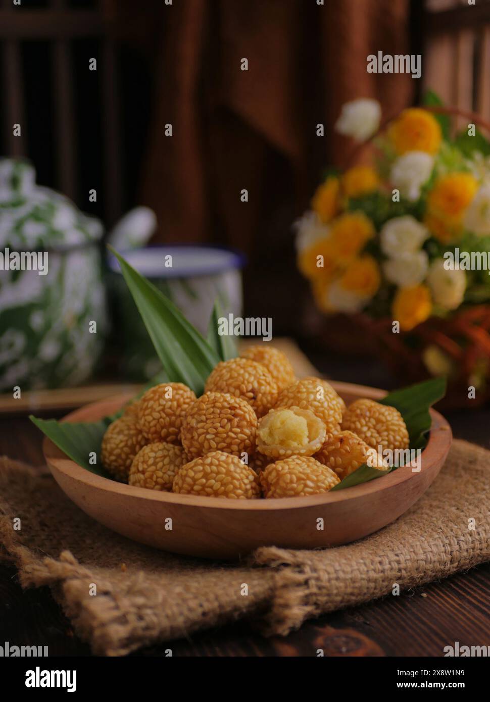 Onde-onde, Indonesian tradisional snacks made from glutinous rice flour ...
