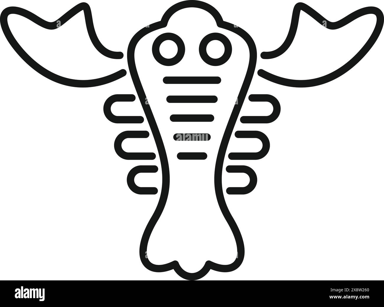 Simplified lobster icon in black and white for logos, menus, and ...