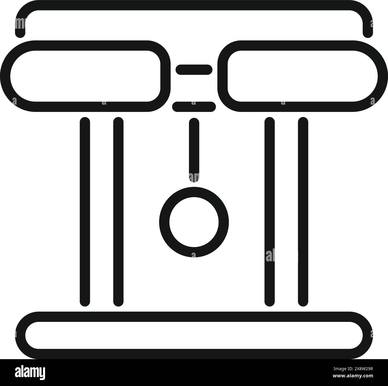 Black and white vector illustration of justice scale line icon ...