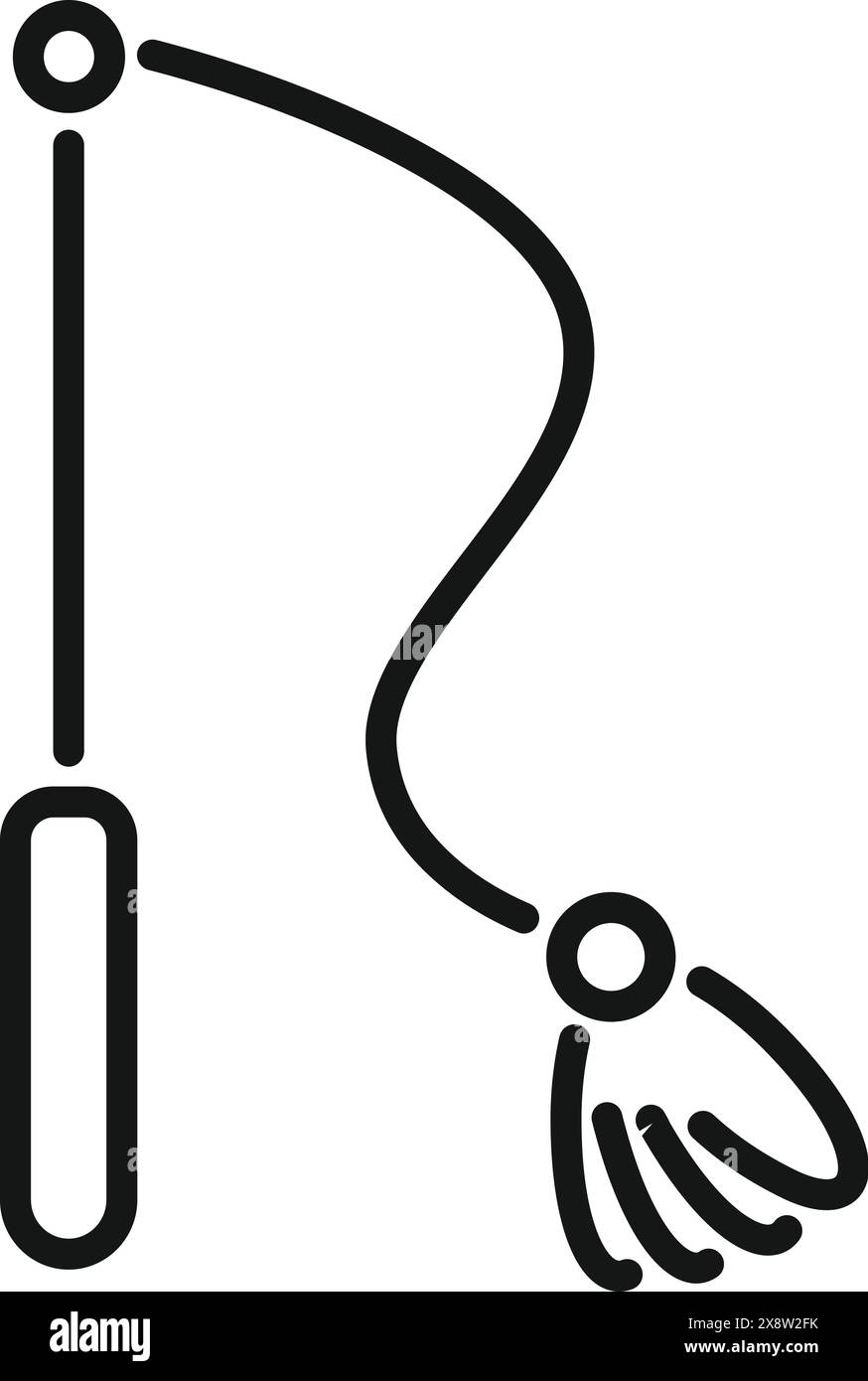 Minimalist black line art of a fishing rod ideal for icons or logos ...