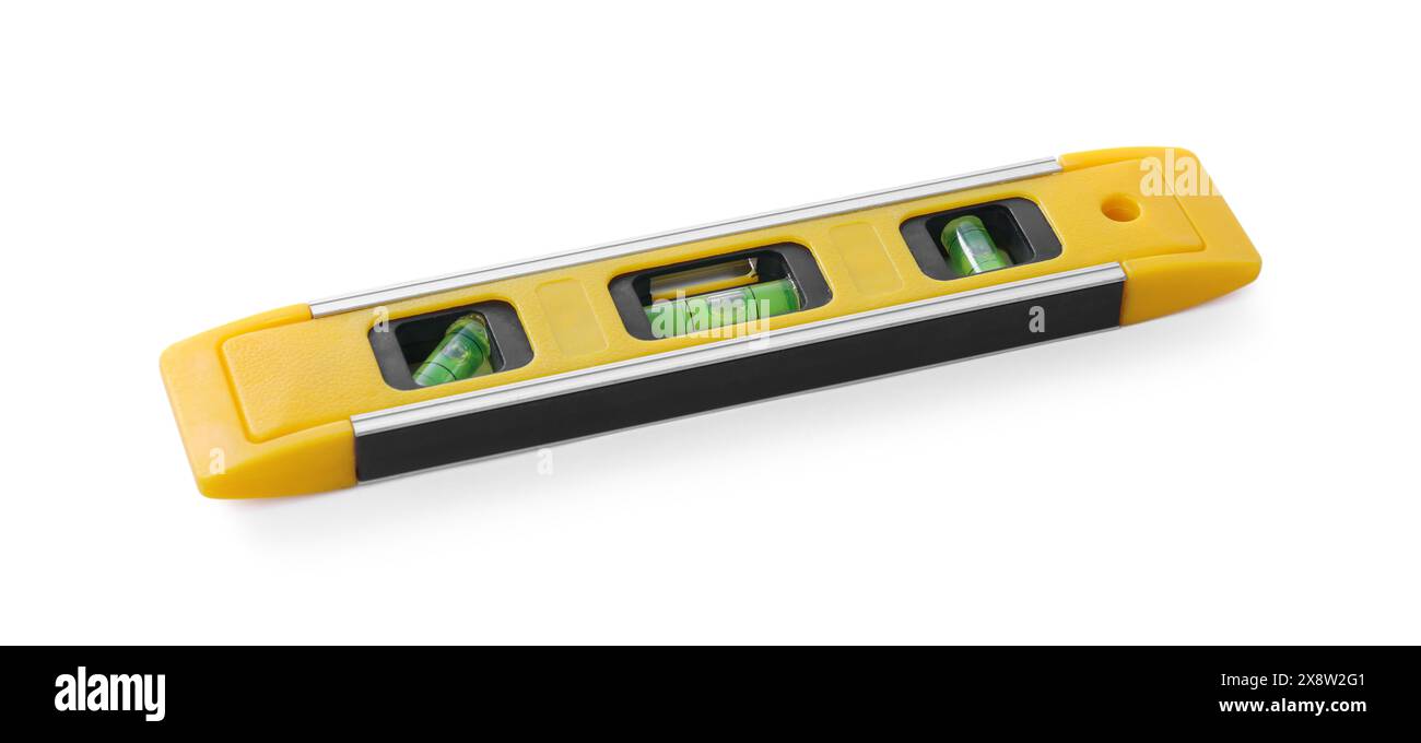 Yellow building level isolated on white. Construction tool Stock Photo ...