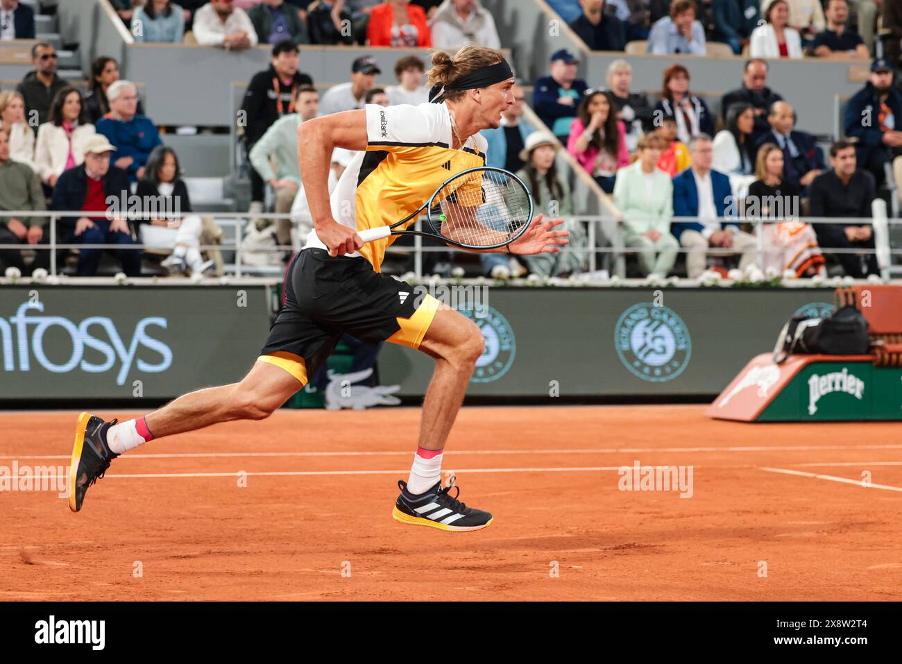 Paris, France. 27th May, 2024. Tennis player Alexander Zverev from Germany during the 2024 ...