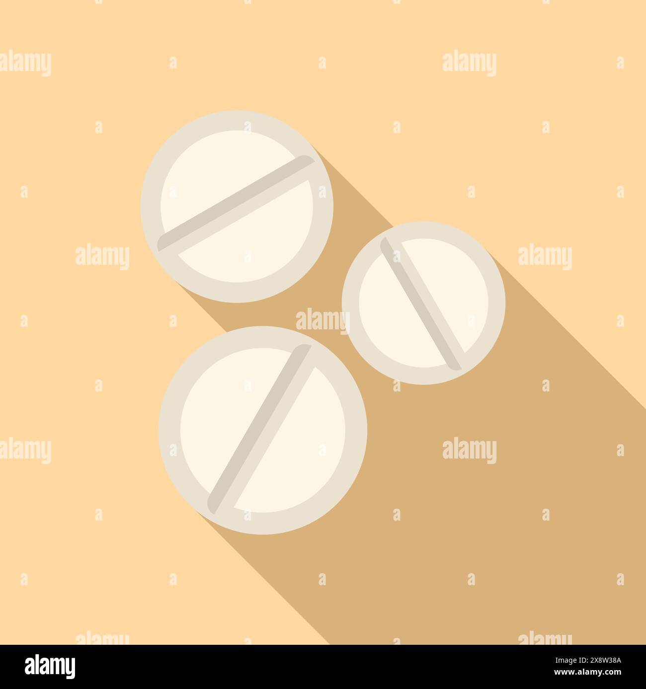 Illustration of three white round tablets casting shadows, symbolizing ...