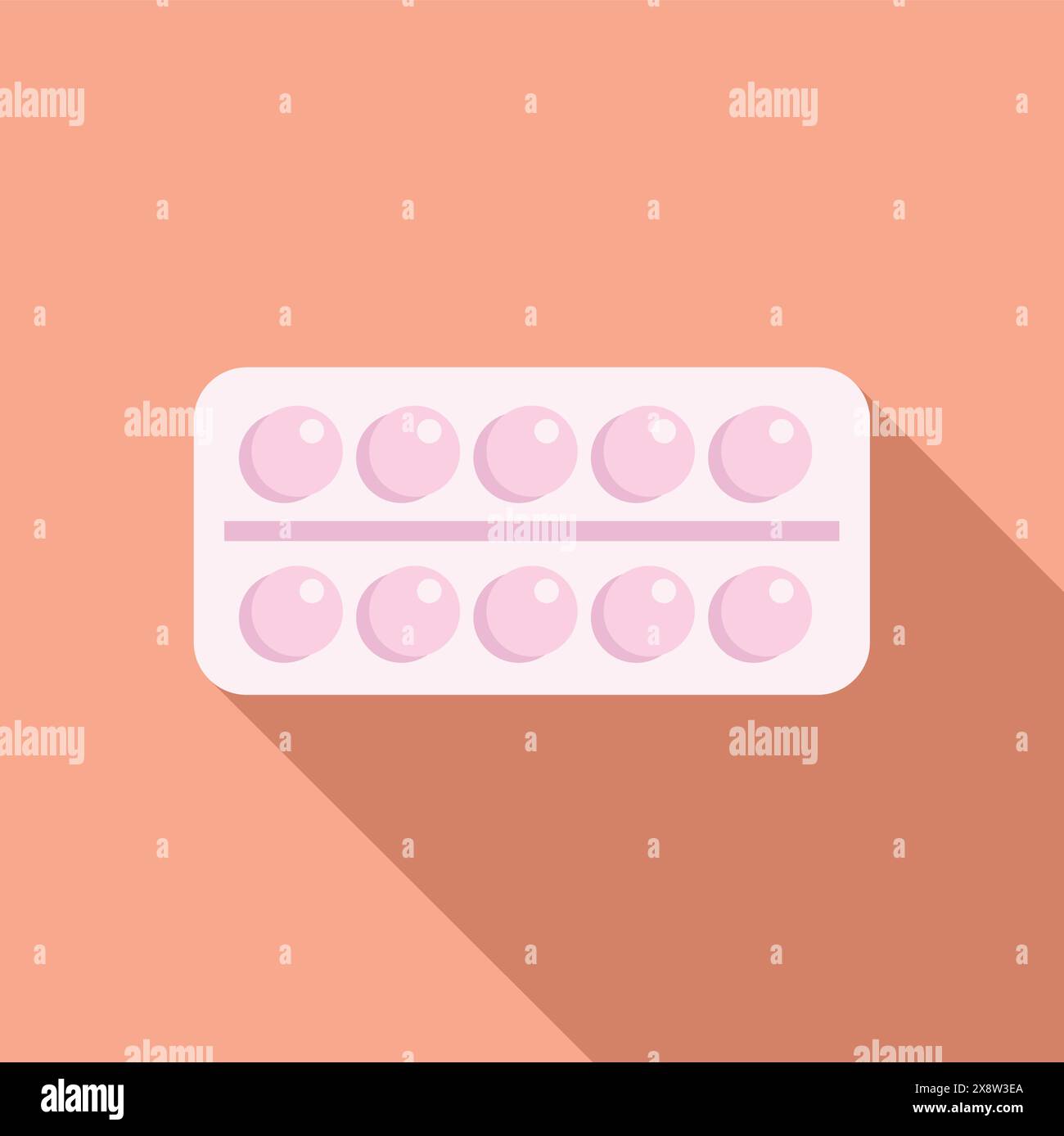 Flat design vector illustration of medication blister pack with pink ...