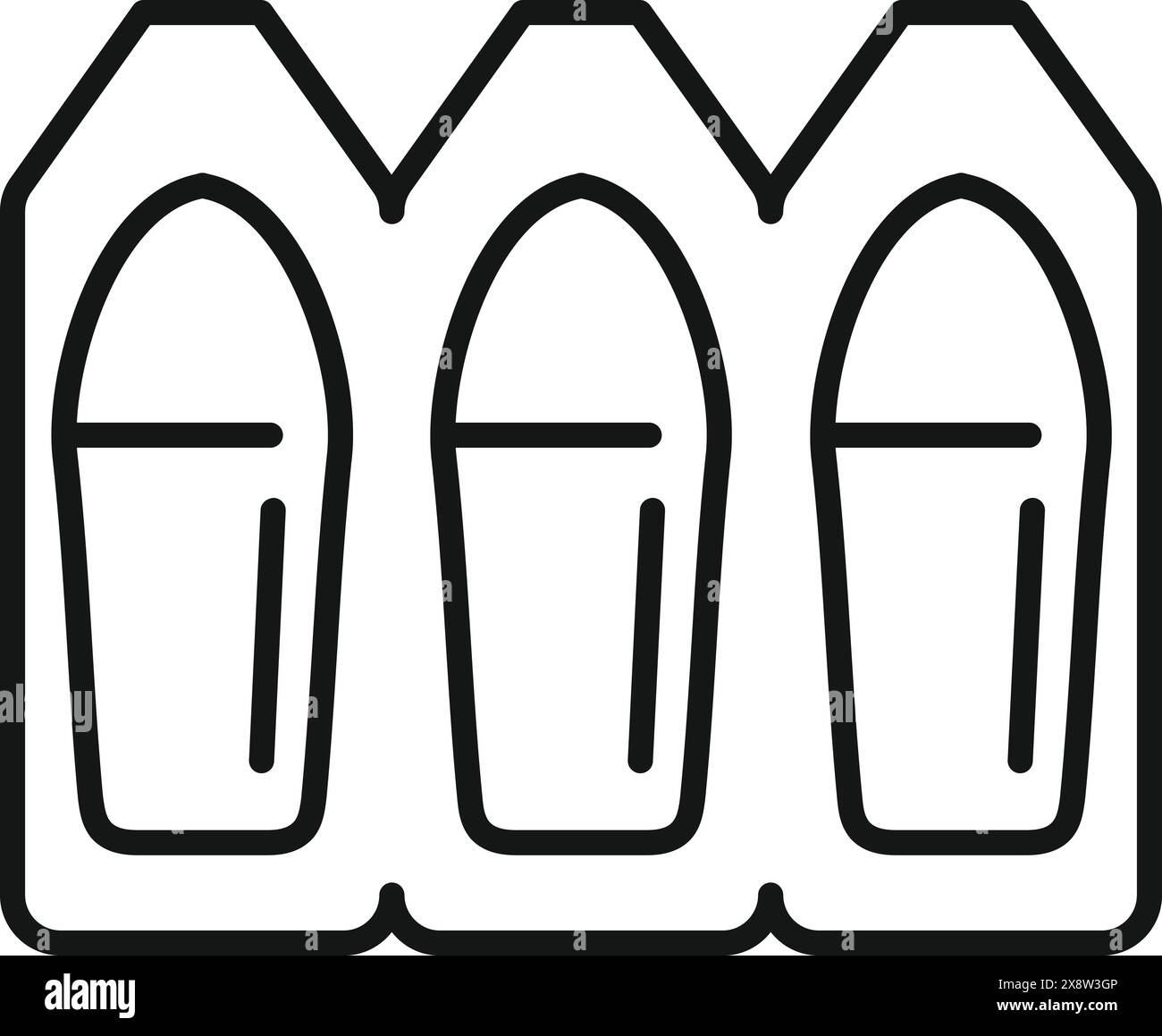 A black and white line art illustration of three connected houses Stock ...