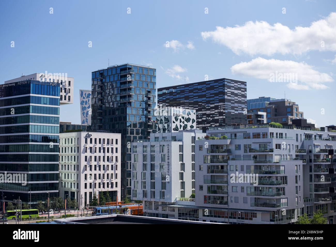 Oslo, Norway. The Barcode project. A row of new multi-purpose high rise ...