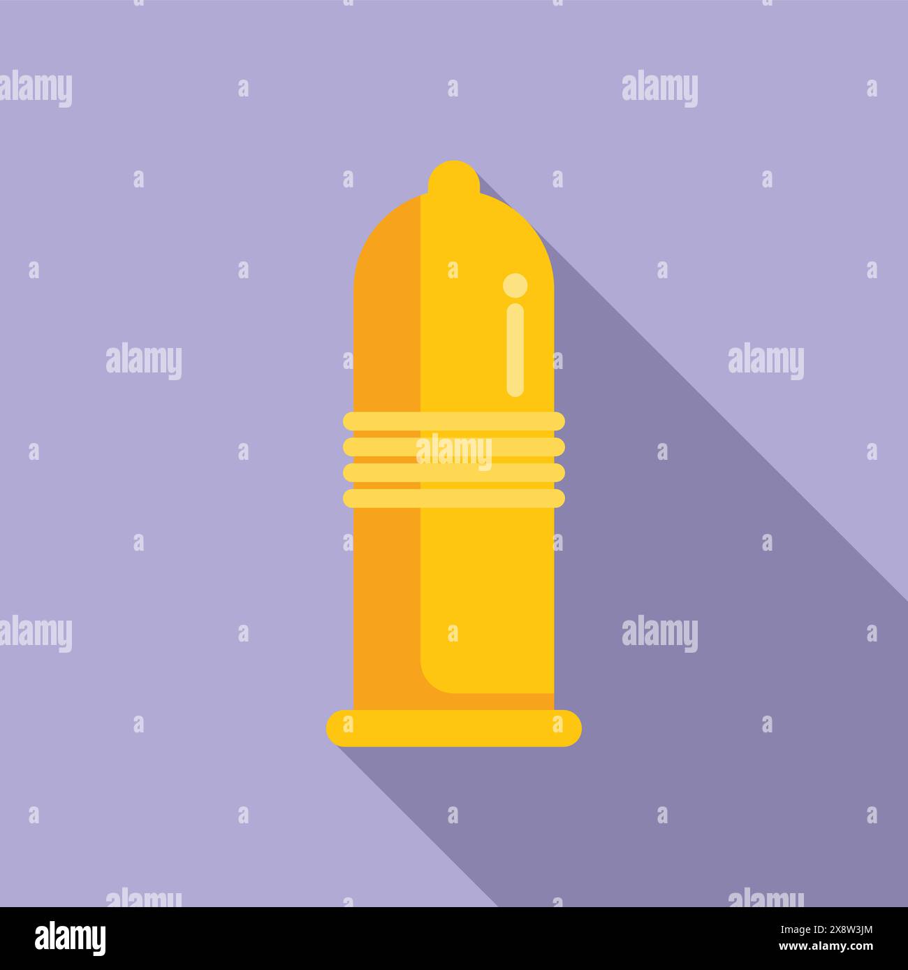 Flat design of a bright yellow fire hydrant on a purple background ...