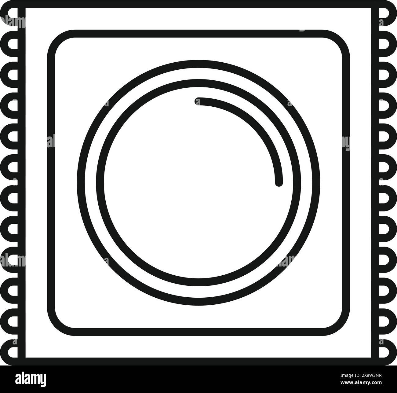 A minimalistic outline illustration of a camera lens, perfect for icons ...