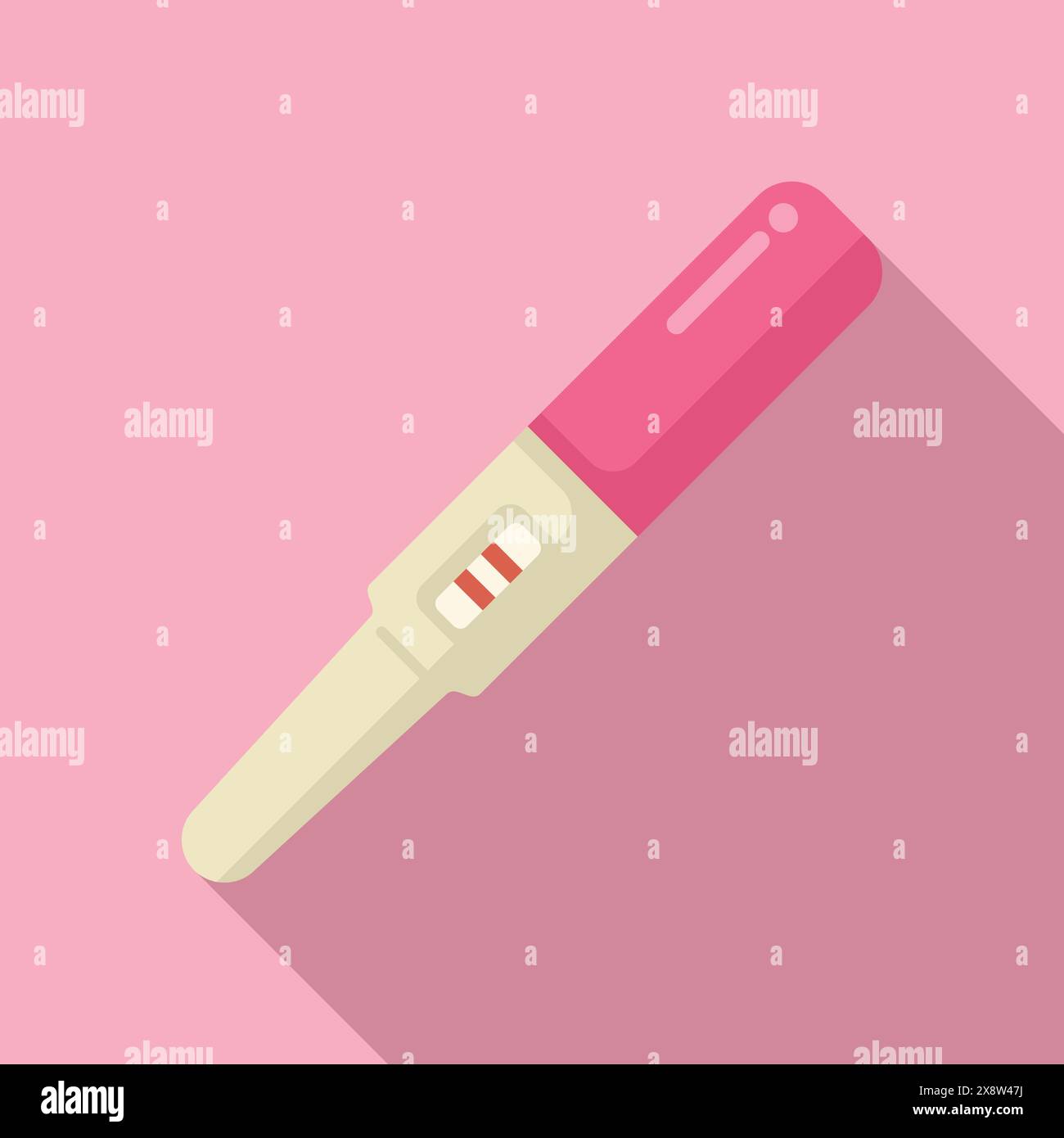 Vector illustration of a pink and white pregnancy test showing a ...