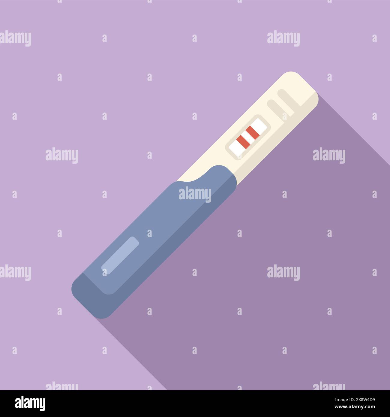 Flat design of a positive pregnancy test with two red lines on a purple ...