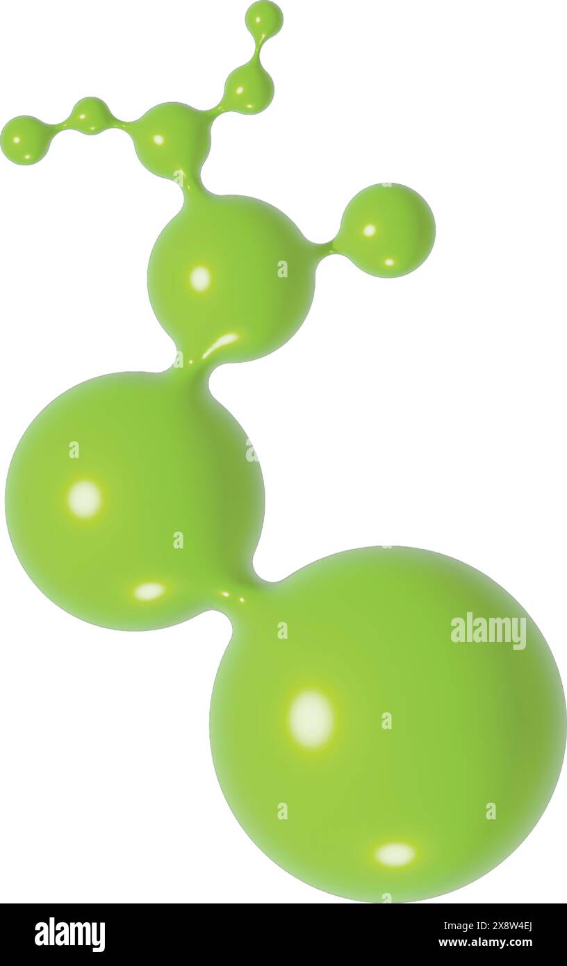 Abstract design of a molecular structure with glossy green spheres on a ...