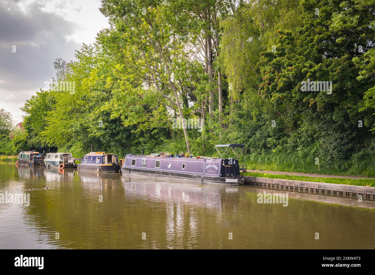 A Summer HDR image of Narrow boats moored up at Devizes Wharf on the ...