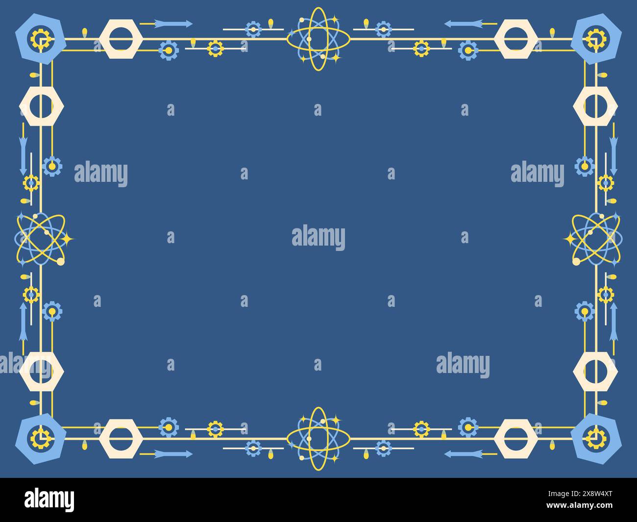 Vintage atompunk style frame with gears and light bulbs ...