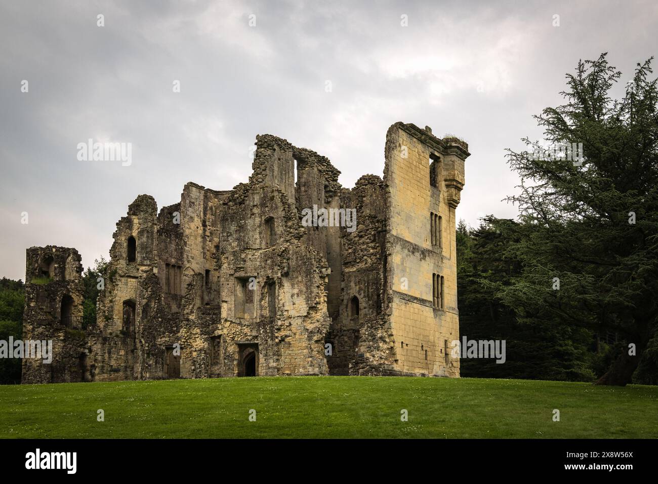 A summer HDR image of the ruins of Wardour Castle in Wiltshire, England ...