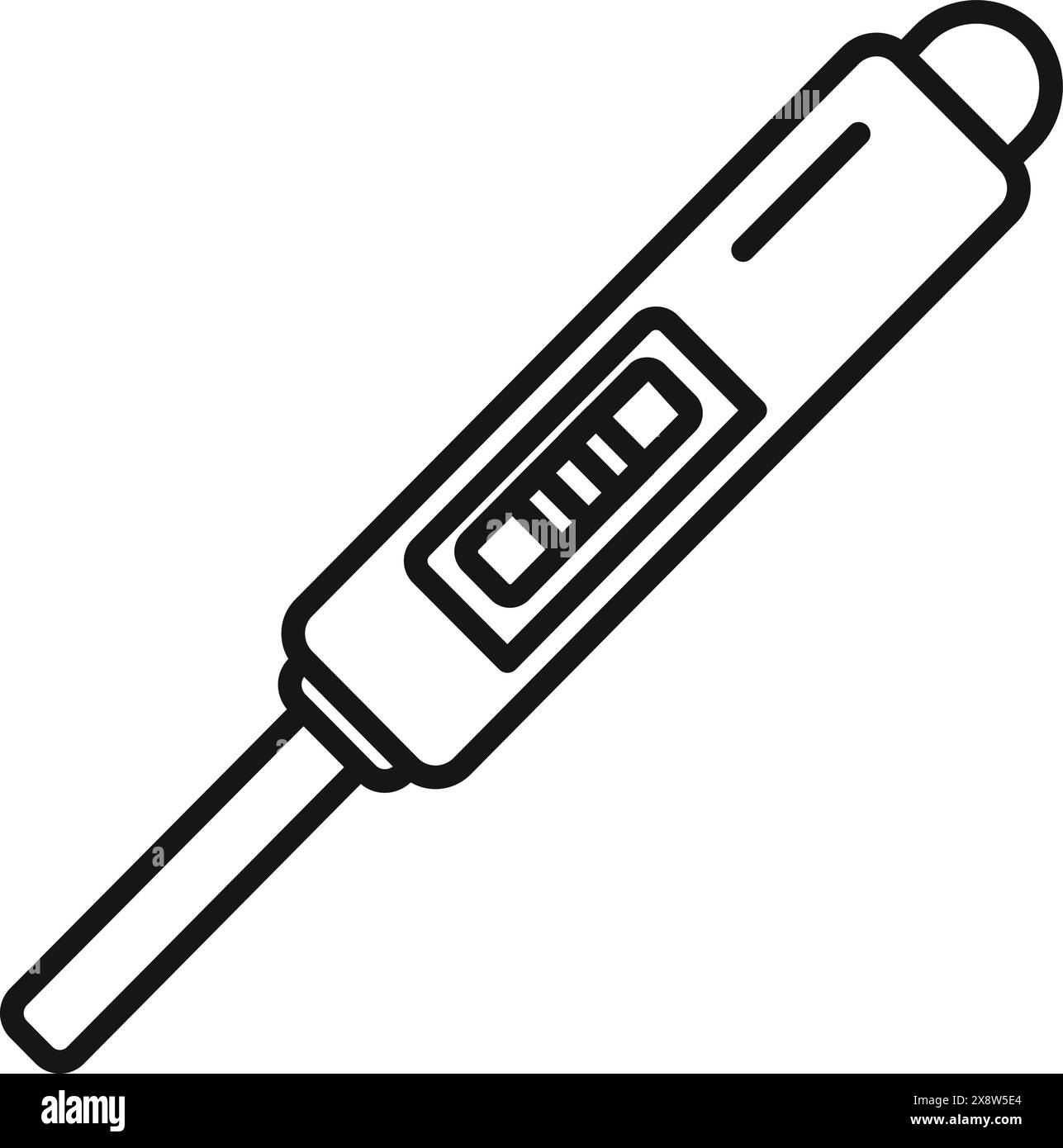 Black and white line drawing of a digital thermometer, suitable for ...