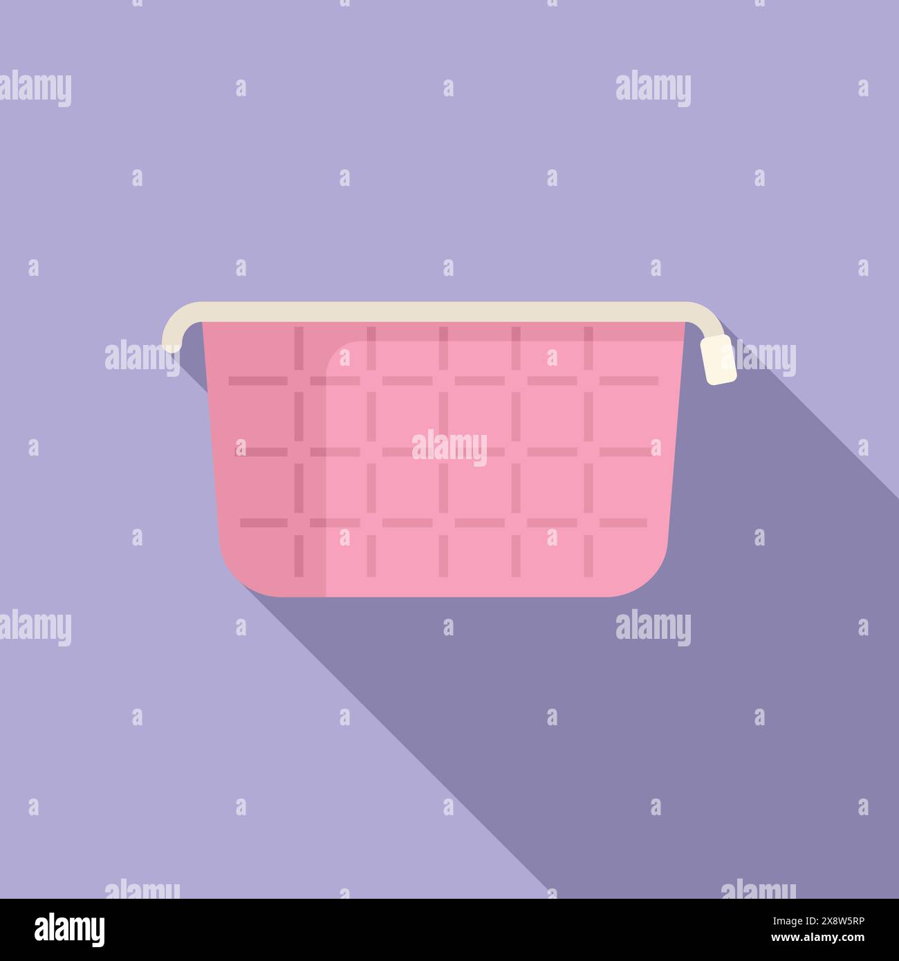 Clean and simple vector design of a pink laundry basket with shadow on ...