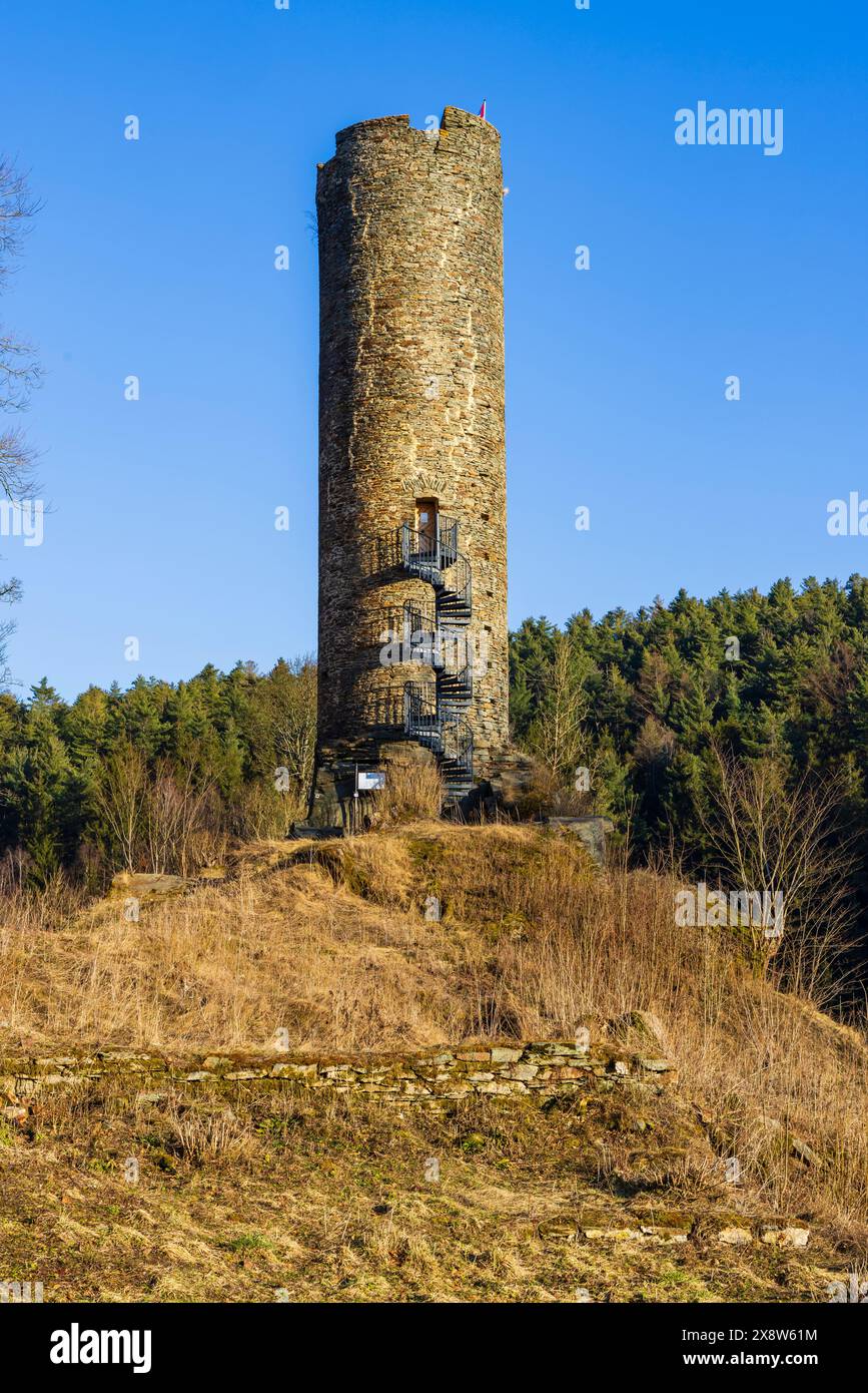 Lower and Upper Castles ruins, Podhradi near As, Western Bohemia, Czech ...