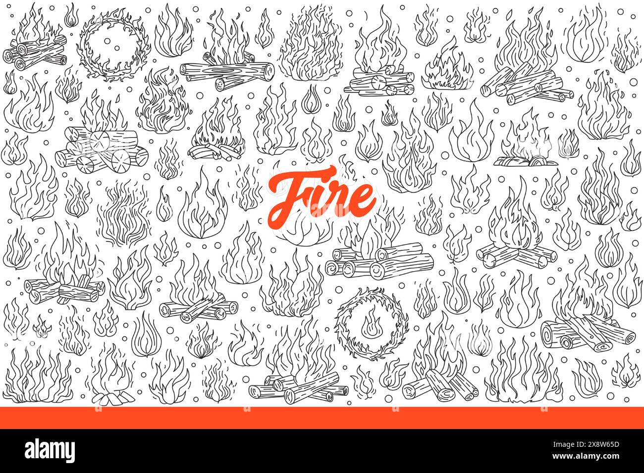 Bonfires made of burning wood with fire and flames warm tourists during ...