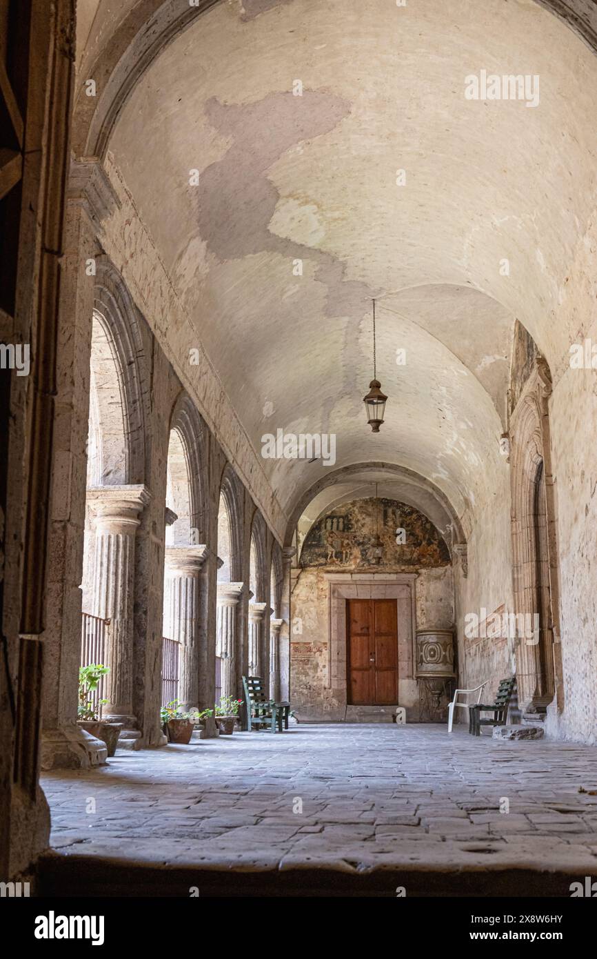 Yuriria, Mexico, May, 26, 2024: View of a corridor of the former ...