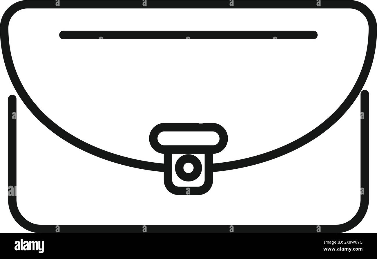 Minimalistic, black and white line drawing of a fashionable clutch ...