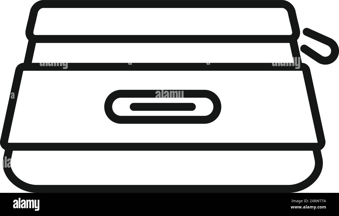 Black and white line art of a simplistically designed closed book icon ...