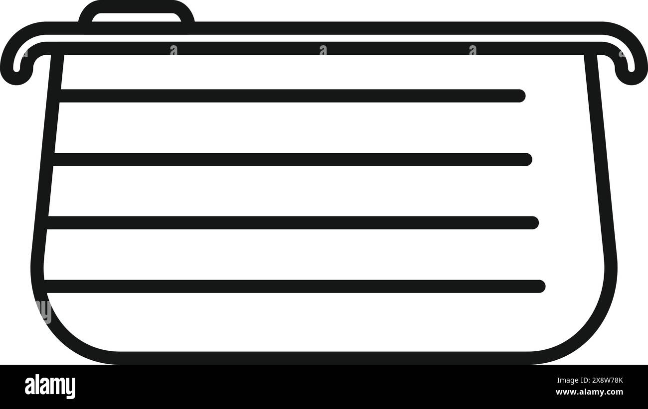 Black and white line drawing of a simple cosmetic pouch, suitable for ...