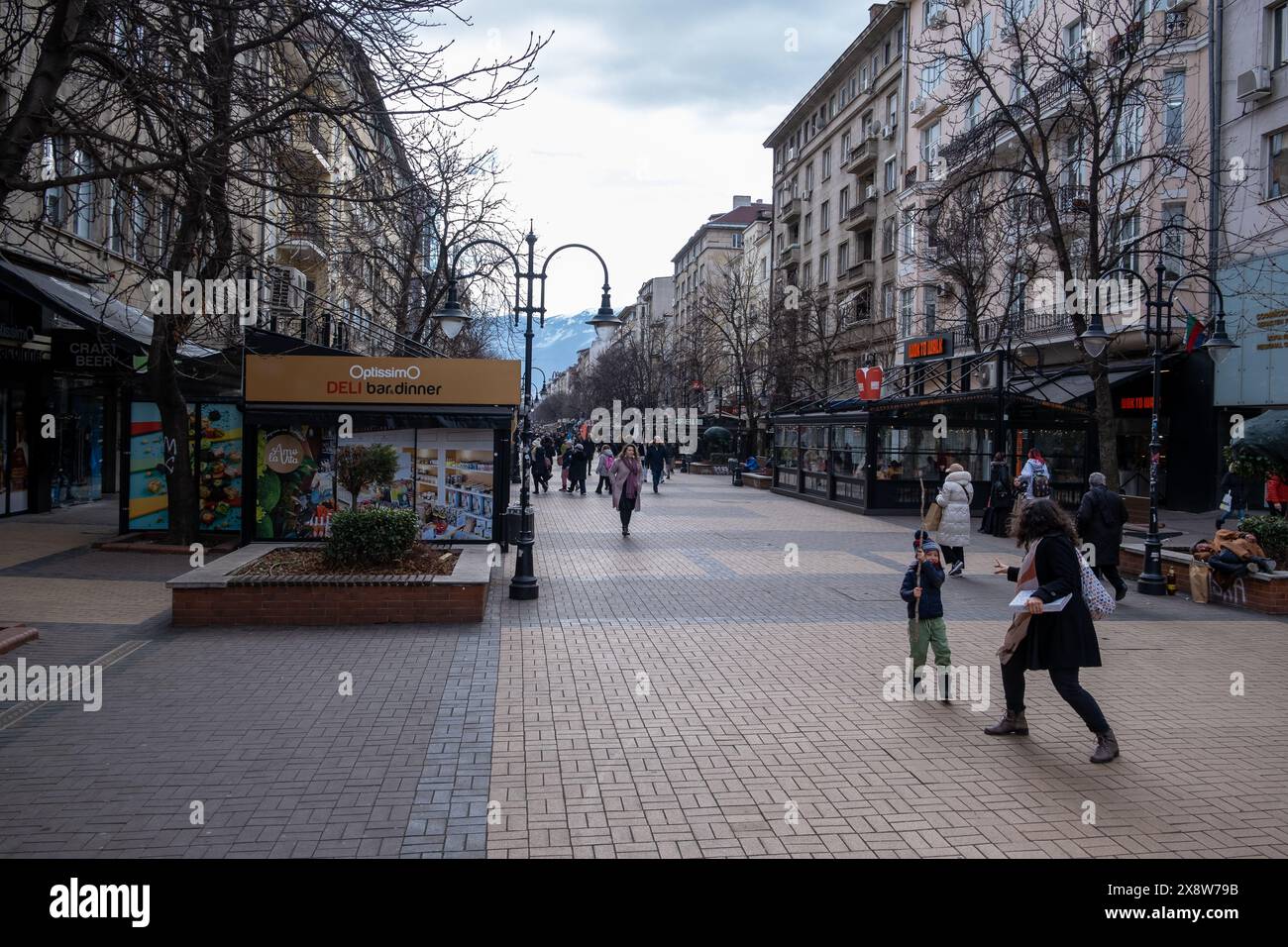 Sofia, Bulgaria - 31 January 2024. Vitosha Boulevard is the main street in the center It extends ...