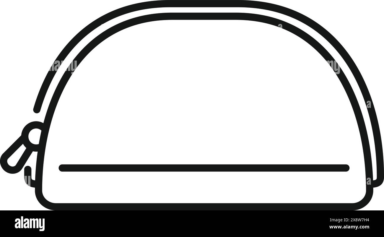 Black and white outlined drawing of a simple cosmetic bag, ideal for ...