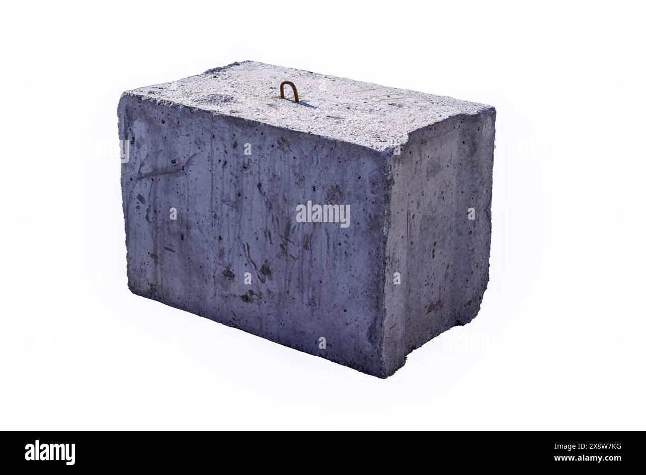 Reinforced concrete foundation block isolate on a white background ...