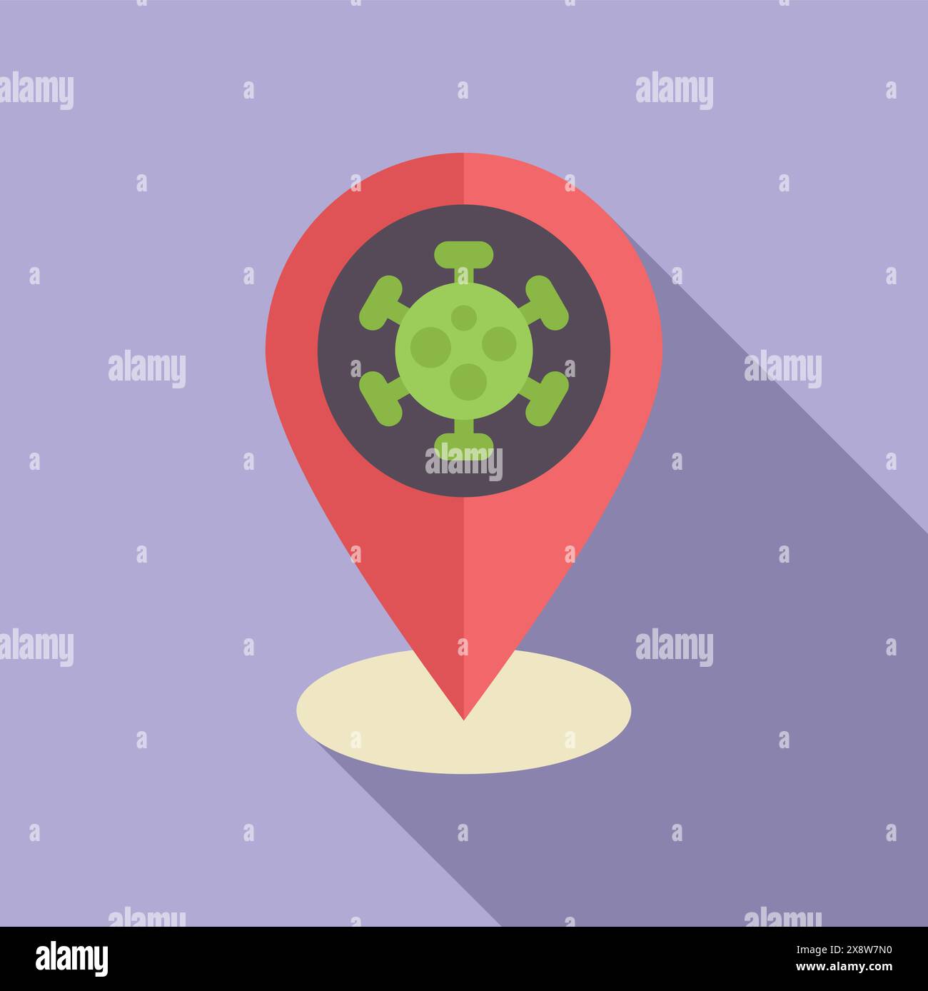 Graphic icon representing a covid19 hotspot with a virus symbol inside ...