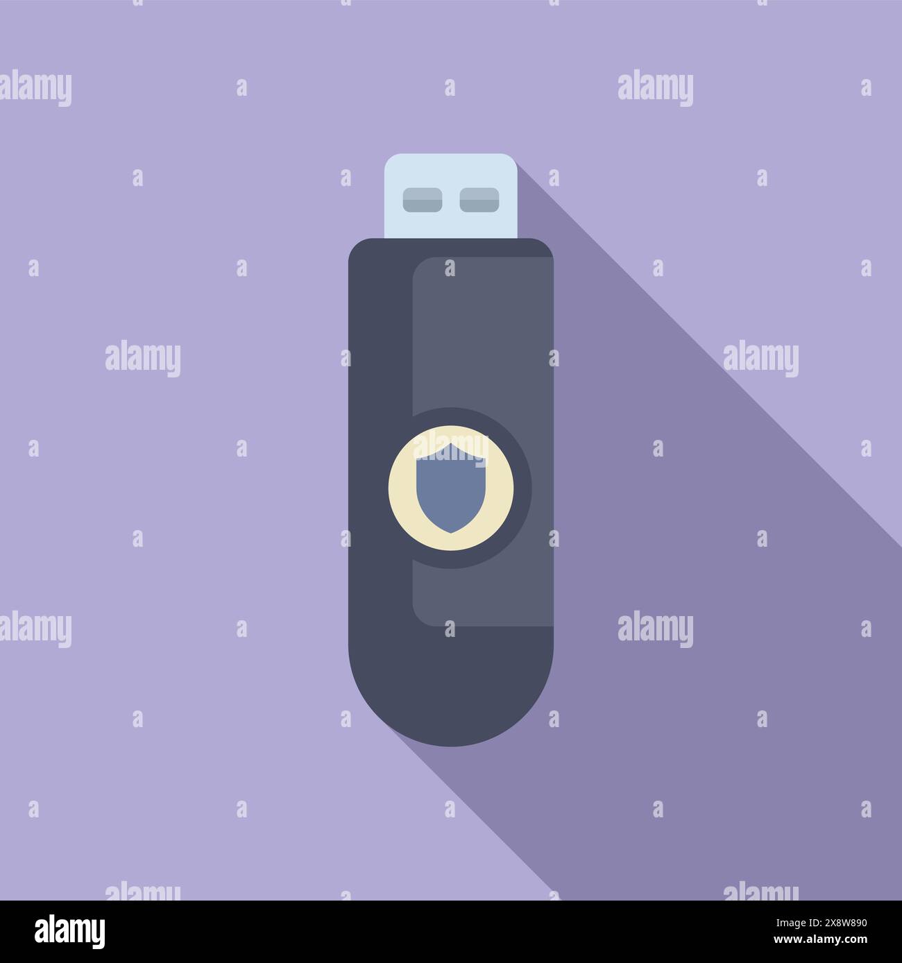 Vector illustration of a usb flash drive with a security shield symbol ...
