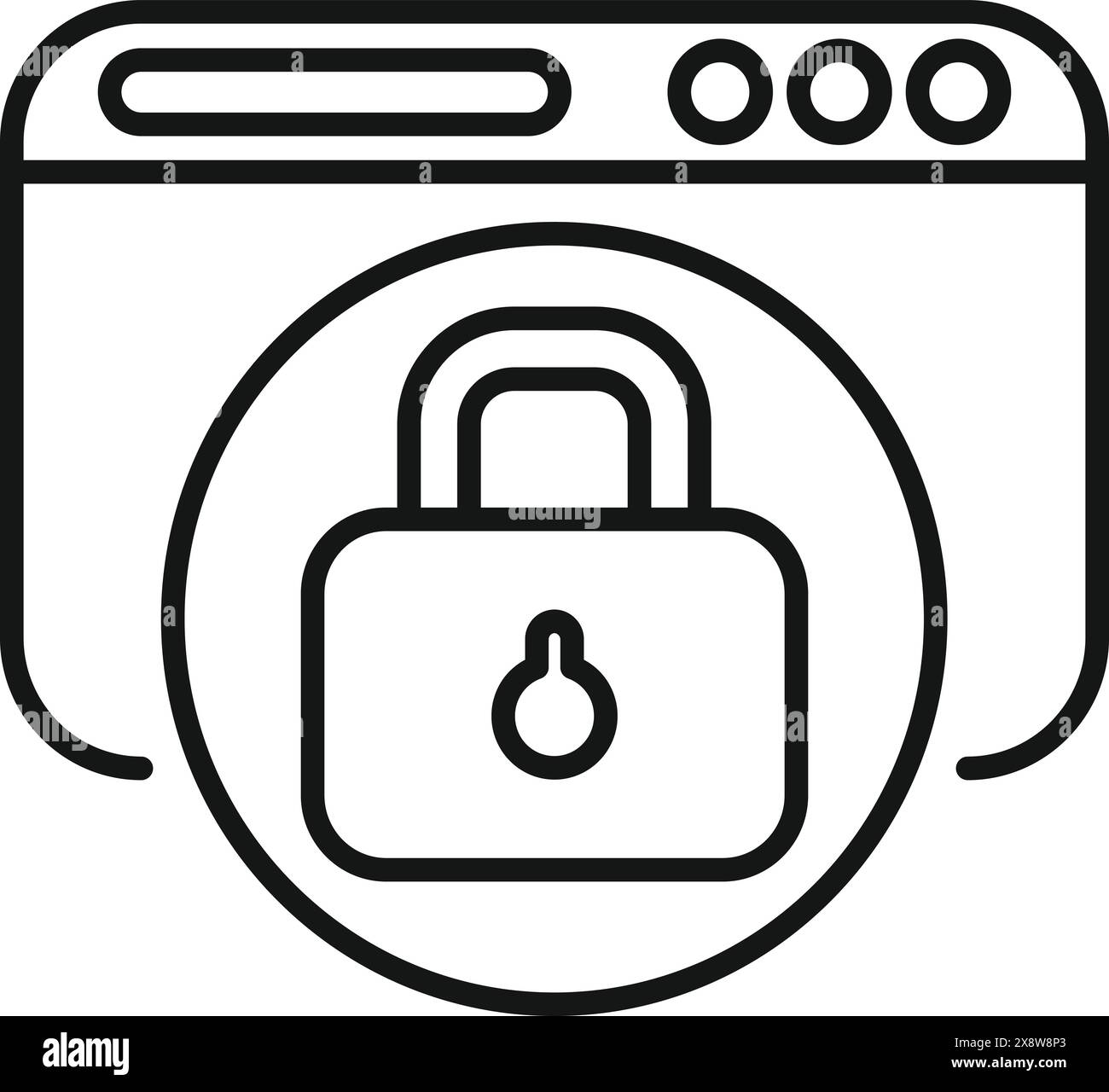 Vector illustration of a secure web browser with a padlock symbol ...