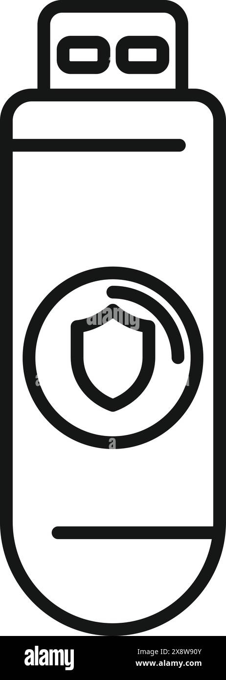 Vector illustration of a usb flash drive with a security shield symbol ...