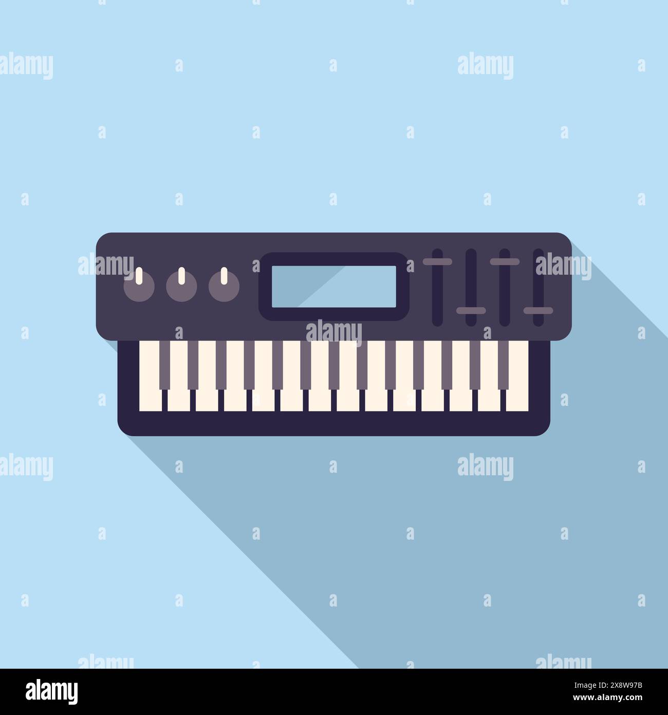 Vector image of a digital piano with a minimalist style on a blue ...