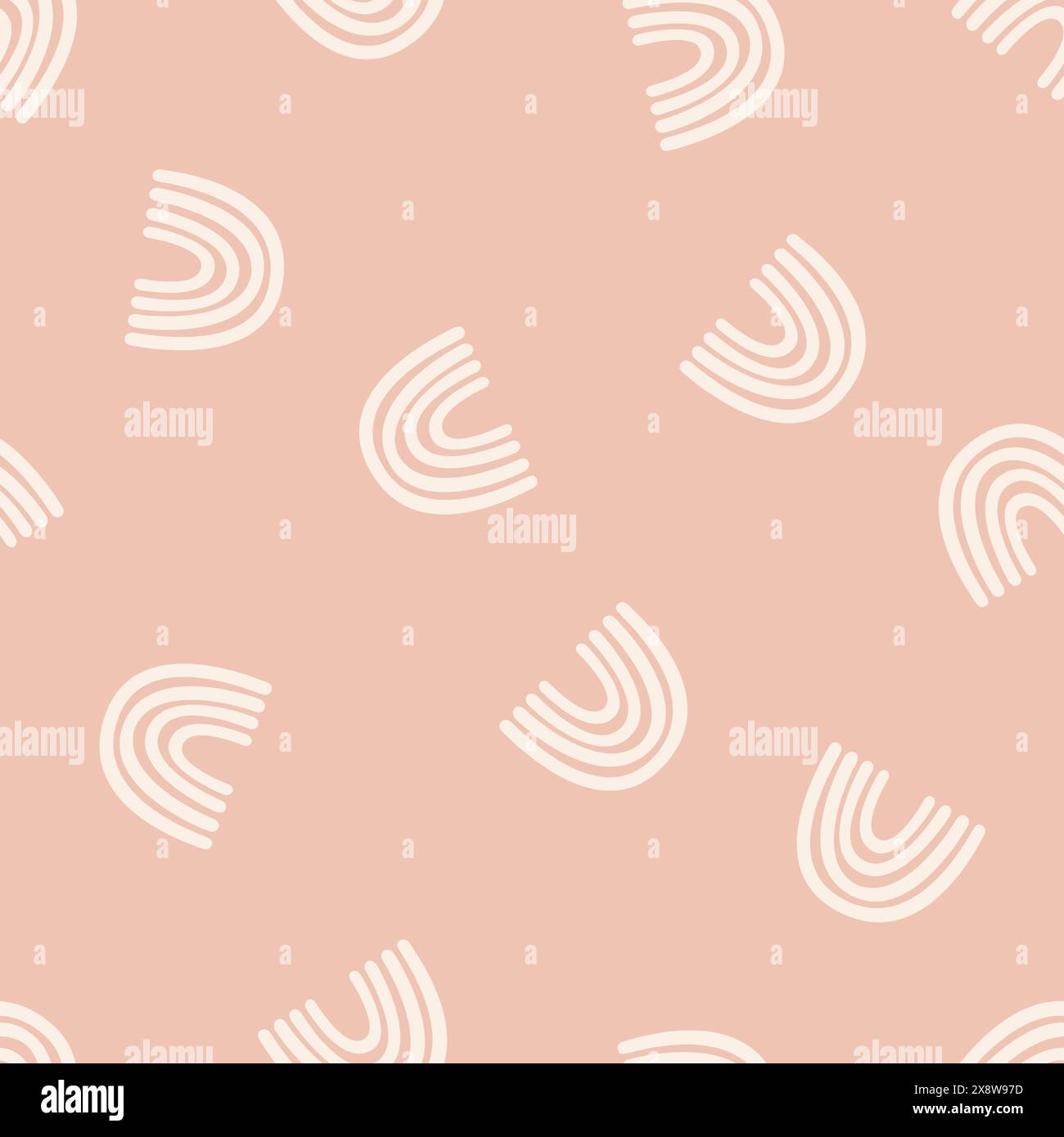 Seamless vector pattern boho white rainbow toss on pink, kids textile ...