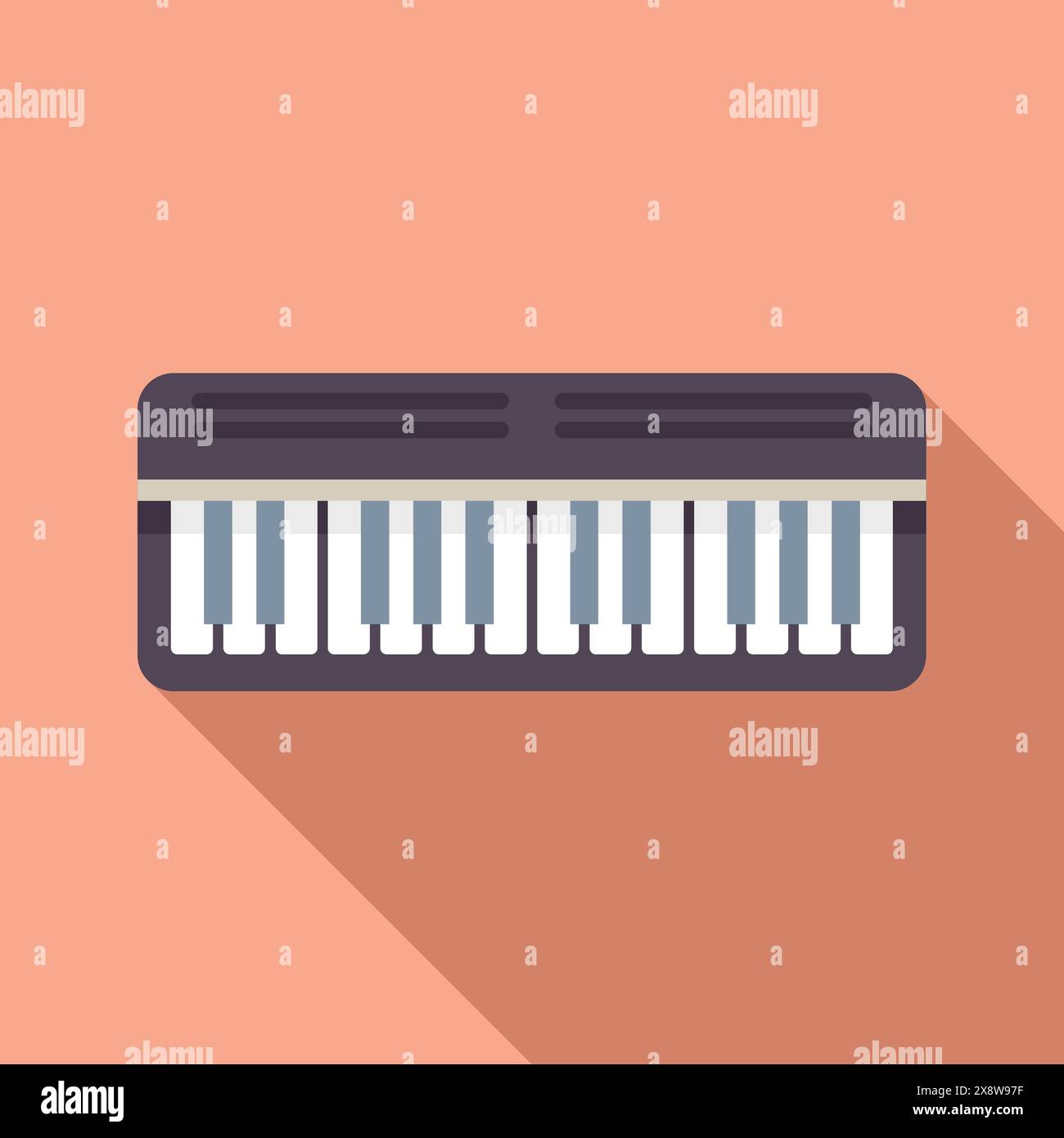 Minimalist vector graphic of an electronic keyboard on a warmtoned ...