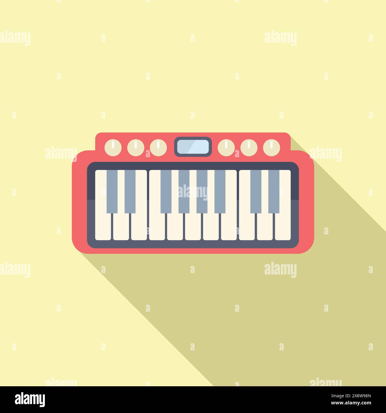 Flat design vector illustration of a synthesizer keyboard with a shadow ...